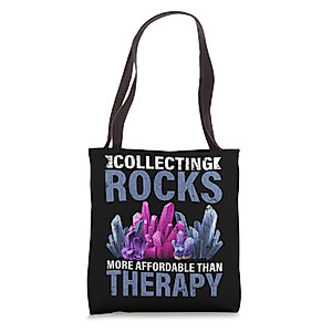Collecting Rocks Is Therapy Funny Geology Geologist Graphic Tote Bag