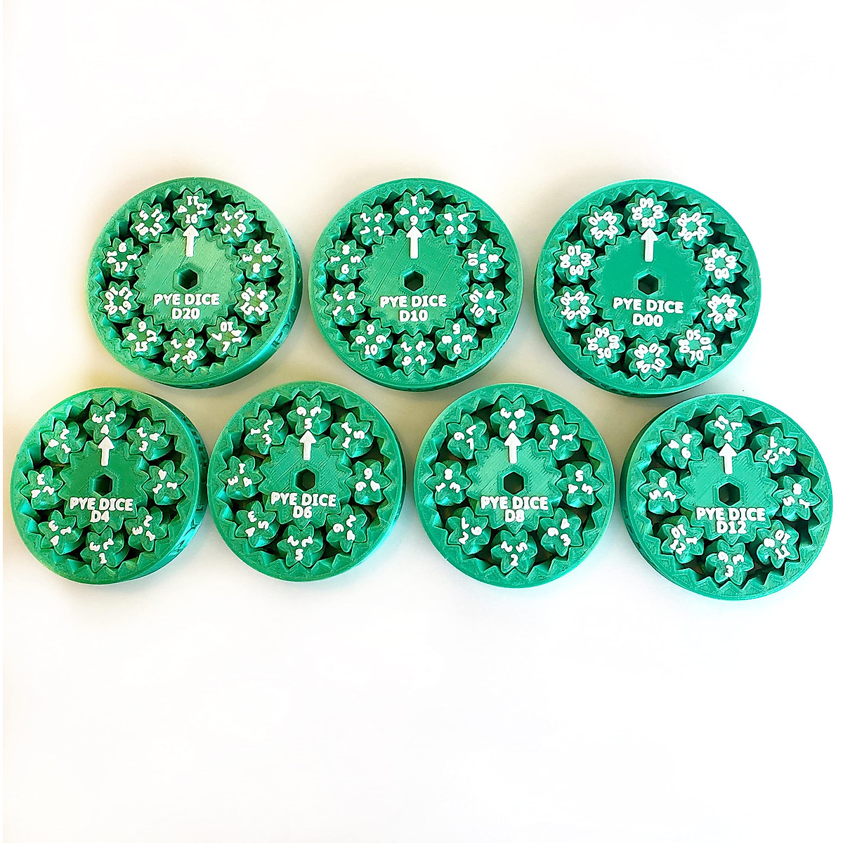 7-Piece Spin Dice Set: Jade Green