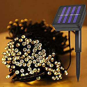Upgraded Solar String Lights Outdoor Waterproof 300LED 75.5ft Solar Christmas Lights 8 Modes Warm White Solar Lights Outdoor for Gardens, Wedding, Party, Christmas, Outdoor Decorations