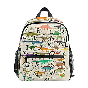 AUUXVA Kids Backpack Tropical Alphabets Dinosaurs Travel School Bags for Girls Boys (Color3)