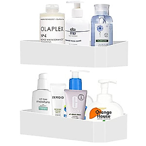 Iukpptui 2 Pack Shower Shelf Bathroom Shelf Organizer Wall Mounted Makeup Cosmetic Storage Tray Rack No Drilling