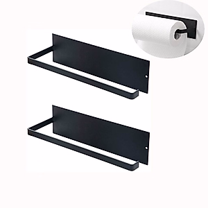 Votono Towel Rack Self Adhesive Toilet Paper Roll Holder Wall Hanging Rack Wall Mounted Kitchen Washroom (2 Pack Black)