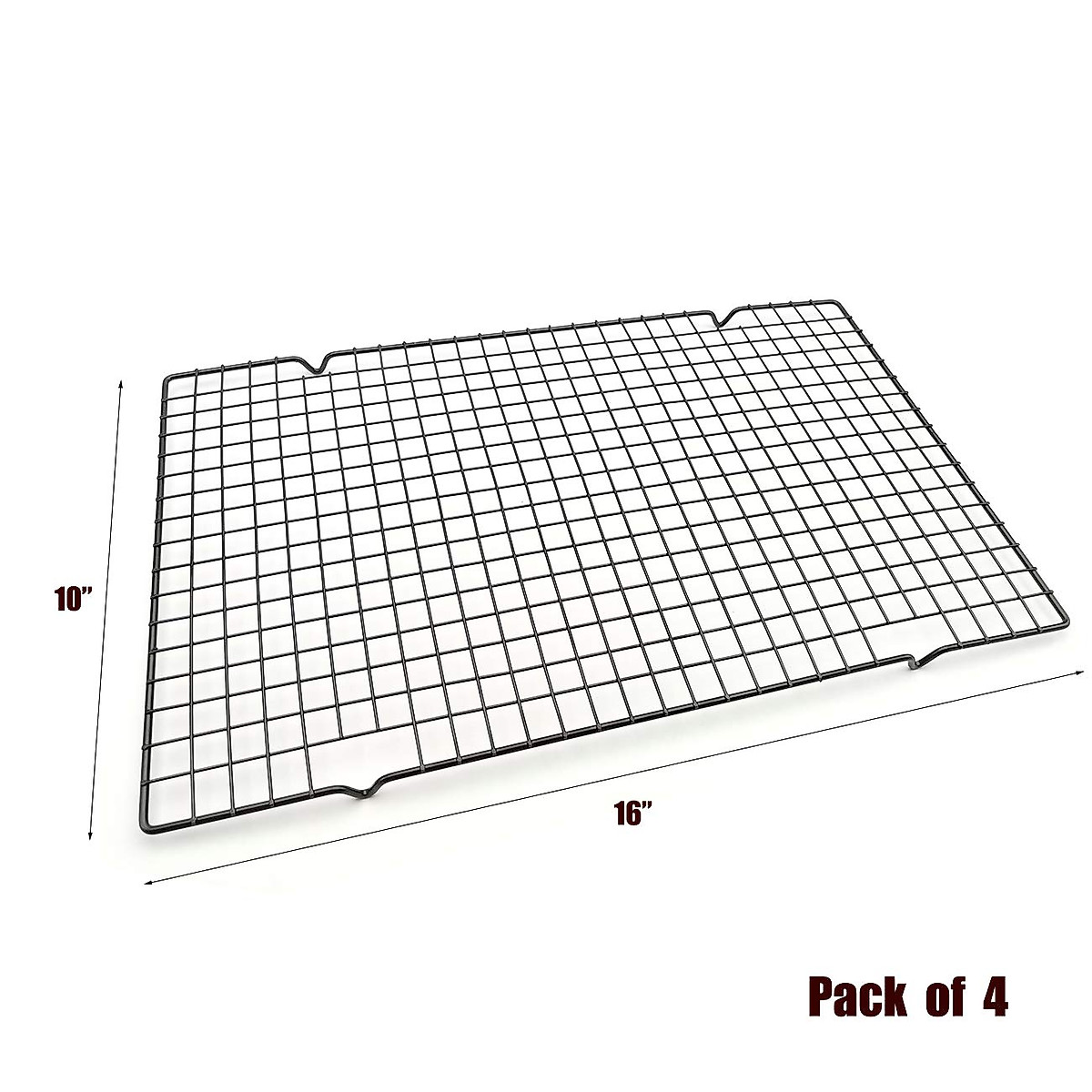 foxwelkin Baking Rack Cooling Rack,Size 16"x 10" - Cool Cookies Cakes Breads - Heavy Duty Commercial Quality Wire Rack (4 pack)