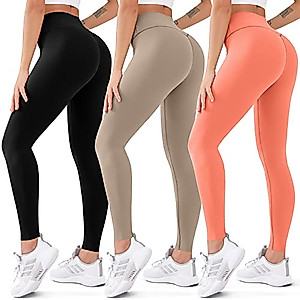 3 Pack High Waisted Leggings for Women Butt Lift Tummy Control Yoga Pants Non See-Through Workout Running Pants Small-Medium
