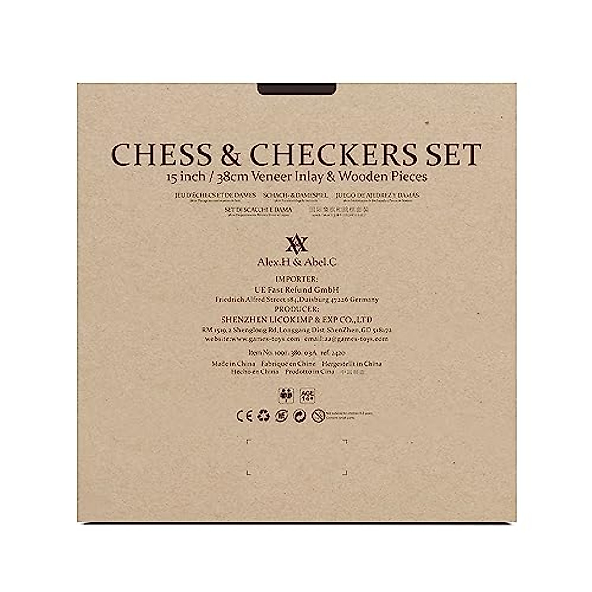 A&A 15 inch Walnut Wooden Chess Sets w/ Storage Drawer / Triple Weighted Chess Pieces - 3.0 inch King Height/ Walnut Box w/Walnut & Maple Inlay / 2 Extra Queen / Classic 2 in 1 Board Games