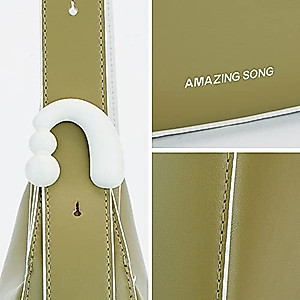 Amazing Song Small Shoulder Bag for Women, Leather Purse Designer Top Handle Bag Handbags Satchel (Olive Green)