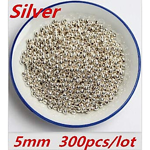 NHBT YU 3-14mm Silver Color Acrylic Imitation Pearls Beads Spacer Ball Loose Beads for Jewelry Making DIY Necklace Bracelet T725 (Color : 5mm 300pcs)