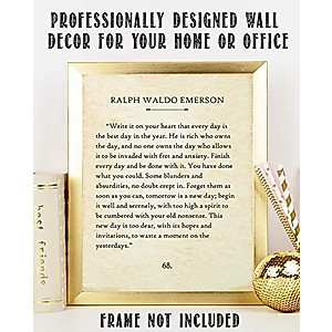 Ralph Waldo Emerson - Write It on Your Heart - Inspirational Quote Book Page Poster for Home and Office Decor, Wall Art for Motivation Inspiration, Book Lovers Gift, 11x14 Unframed Typography Print