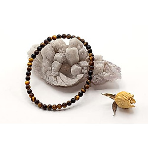 LTC Designs 4mm Smooth Round Tiger's Eye Stretch Bracelet, 6.5" for Women, Men and Teens