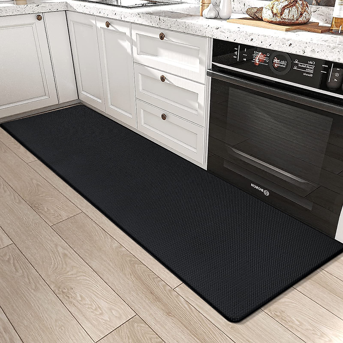 DEXI Kitchen Rugs and Mats Cushioned Anti Fatigue Comfort Runner Mats for Floor Rugs Waterproof Standing Rugs Set of 3,17"x29"+17"x59"+17"x79" Black
