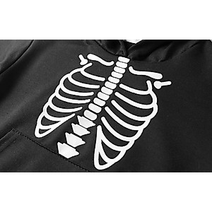 Mud Kingdom Little Boys Halloween Hooded Sweatshirt Cute Pumpkin Ghostface Hoodie Scary Skeleton Pullover Black Skeleton Size 5