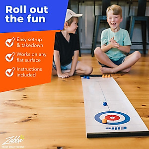 Elite Sportz Equipment Curling Game - Tabletop Games for Adults, Kids & Families - 4 Ft x 1 Ft Mat for Indoor Fun w/Bonus Travel Bag - Ages 6 & Up