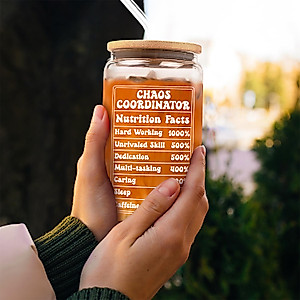 HEXMOZ Chaos Coordinator Gifts for Women, Boss Lady - Boss Day Gifts - Thank You, Appreciation Gifts for Coworkers, Leaders, Managers, Nurses, Assistants, Friends - Office Gift Ideas - Glass Cup