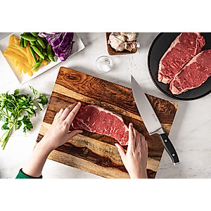 Kilne Knife Set, 6-Piece Kitchen Knife Set With Wood Block, High Grade German Steel with Acacia Wood Block, Black