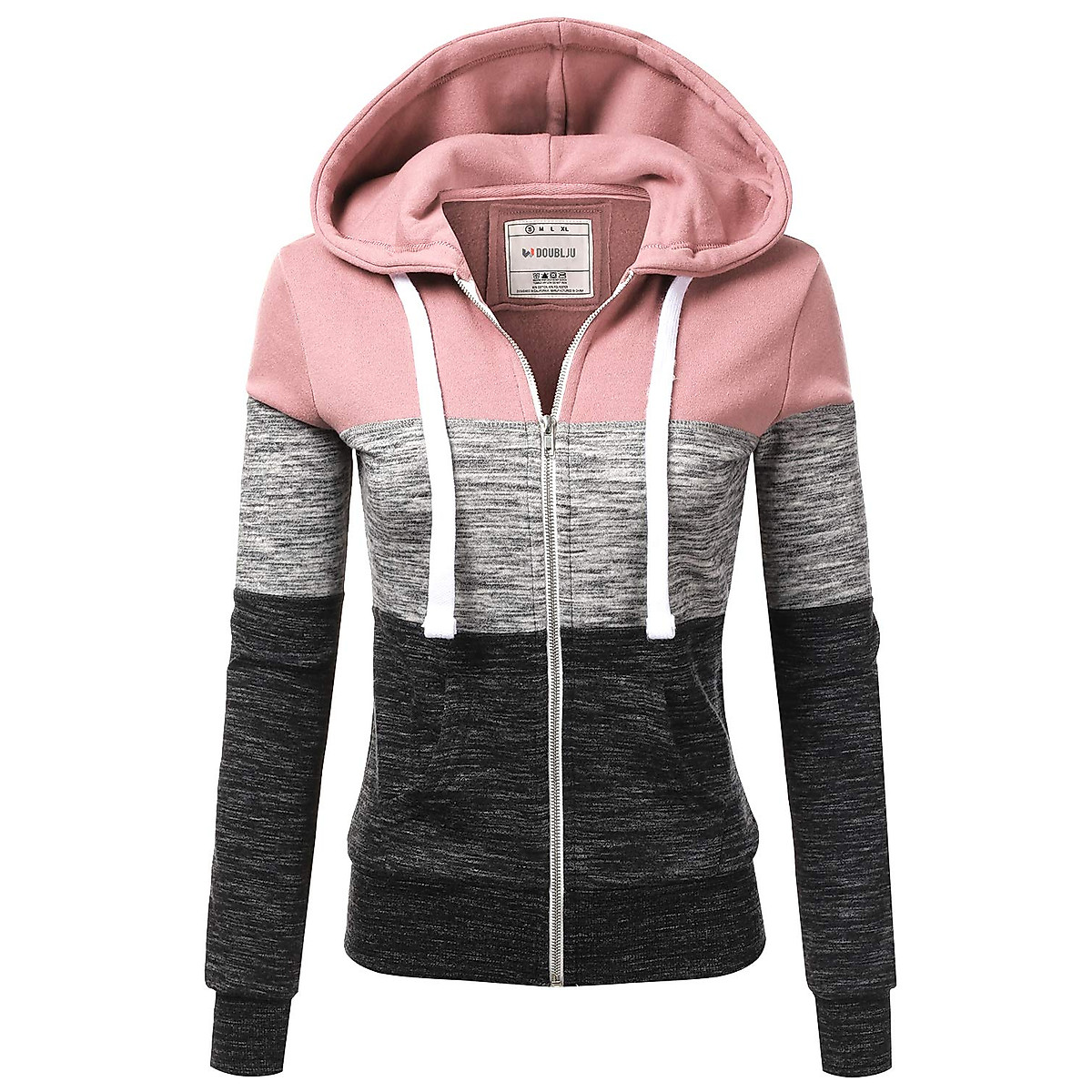 DOUBLJU Lightweight Thin Zip-Up Casual Hoodie Jackets for Womens with Plus Size