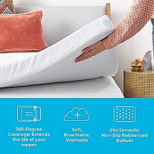 Linenspa 3 Inch Gel Swirl Memory Foam Mattress Topper with Machine-Washable-Cover