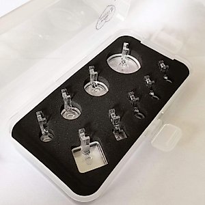 HONEYSEW 9pcs Clarity Clear Couching Decorative Foot Threads Yarns FEET Quilting Embroidery Free Motion Echo Presser Foot for Low Shank Sewing Machines