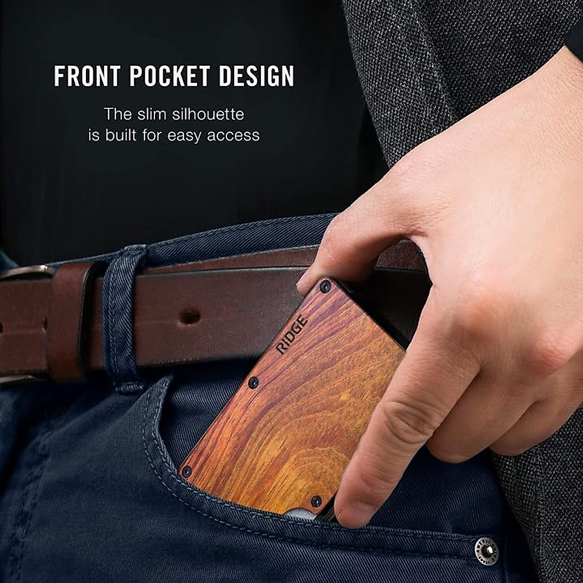 Ridge Wallets for Men - Slim Minimalist Wallet For Men, Front Pocket Wallets for Men, RFID Wallet For Men - Card Holder Wallet (Mopane)