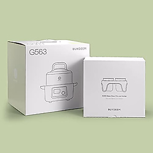 BUYDEEM G563 5-Quart Electric Food Steamer for Cooking, One Touch Vegetable Steamer, Digital Multifunctional Steamer, Quick Steam in 60s, Stainless Steel Steamer Tray & Glass Lid, Cozy Greenish, 1500W