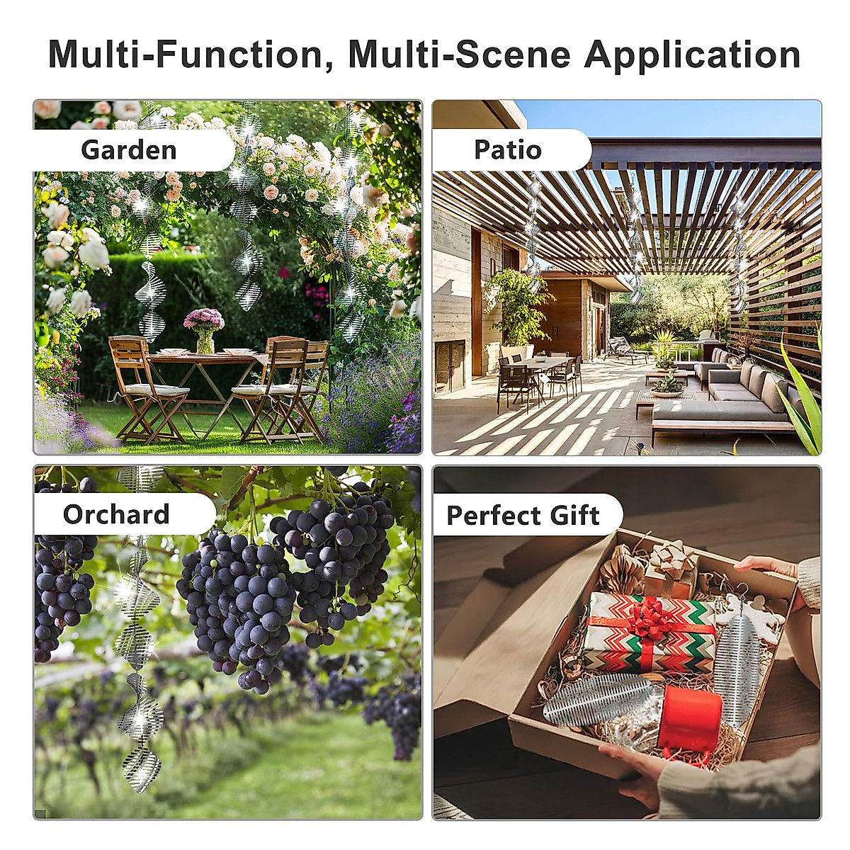 Bird Scare Discs Highly Reflective Double-Sided Bird Reflectors Sparkly Wind Spinner Outdoor Metal Garden Decor to Scare Bird Away from Yard Patio Farm Lawn (Fishbone)