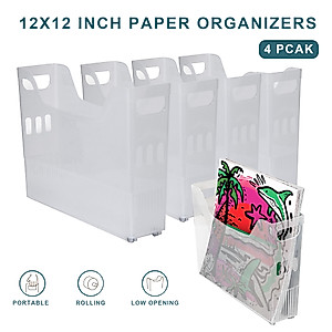 dndsim 4PCS 12x12 Paper Storage, Scrapbook Paper Storage With Wheels, Scrapbook Paper Storage, 12x12 Paper Storage Organizer, for Holding 12" X 12" Papers, Scrapbook, Vinyl Paper, Card Stock