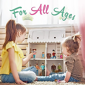 Sweet Li'l Family Dollhouse People Set of 9 Action Figure Set - Grandpa, Grandma, Mom, Dad, Sister, Brother, Toddler, Twin Boy & Girl