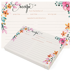 LotFancy Recipe Cards, 4x6 Inch, 60 Count, Double Sided, Blank Recipe Cardstock, Floral Recipe Index Cards