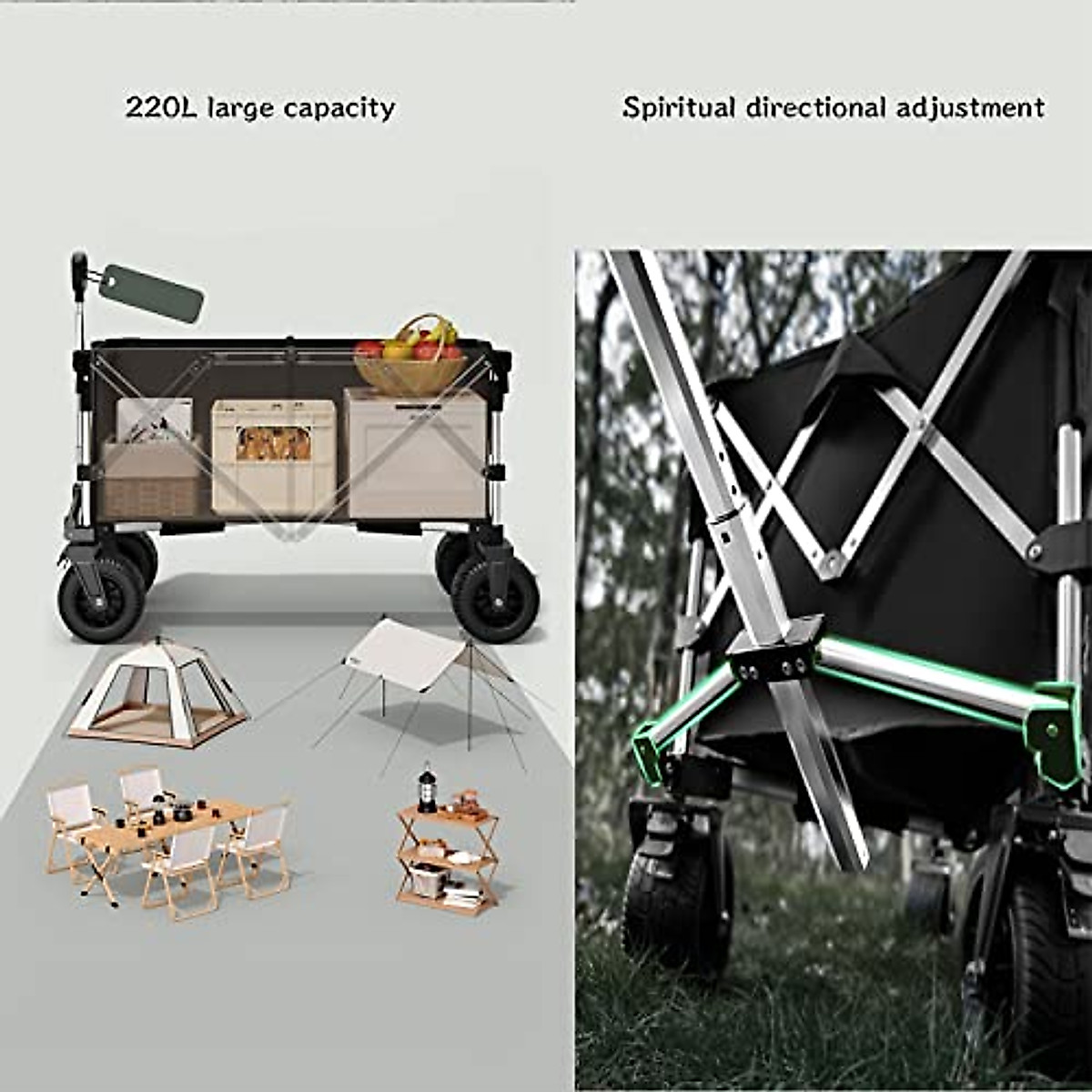Suuim 220L Wagons Carts Heavy Duty Foldable, Wagon Stroller,Collapsible Utility Wagon Heavy Duty Folding,Ideal for Outdoor (Color : A) (A)