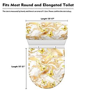 Flashideas Butterfly Marble Pattern Toilet Lid Cover and Toilet Tank Cover 2Pcs Toilet Seat Cover and Tank Lid Covers Stretch Toilet Covers Set for Bathroom Fits Most Toilet Tanks & Lids