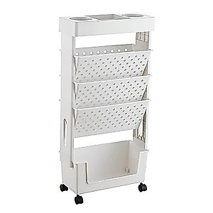 Removable Bookshelf with Wheels, Multi-Functional Large-Capacity Organization Rack, Compact Rotatable and Detachable Rolling Book Cart, Space-Saving Shelf.