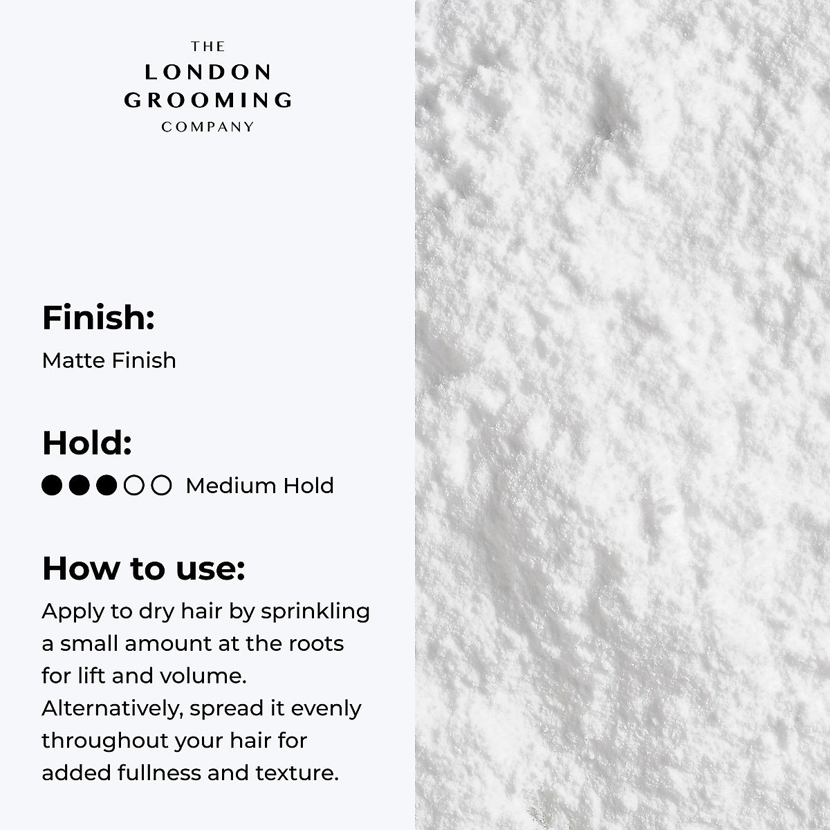 The London Grooming Company - Matte Hair Powder for Men | Mens Hair Powder | Texture Powder for Styling | Medium All-Day Hold 0.7 Ounces (20 grams)