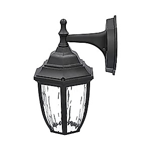 Noble Home Porch Light Outdoor Wall Lantern | LED Lamp Fixture for Outside of House, Garage, Patio and Home Exterior | Black Sconce with Clear Glass, Wet Rated