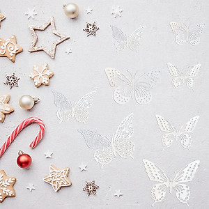 Gyufise 36 Pack Silver Laser 3D Butterfly Cupcake Toppers Hollow Butterfly Cake Decorations for Birthday Wedding Fairy Party Butterfly Wall Sticker Decal for Background Wall Decoration