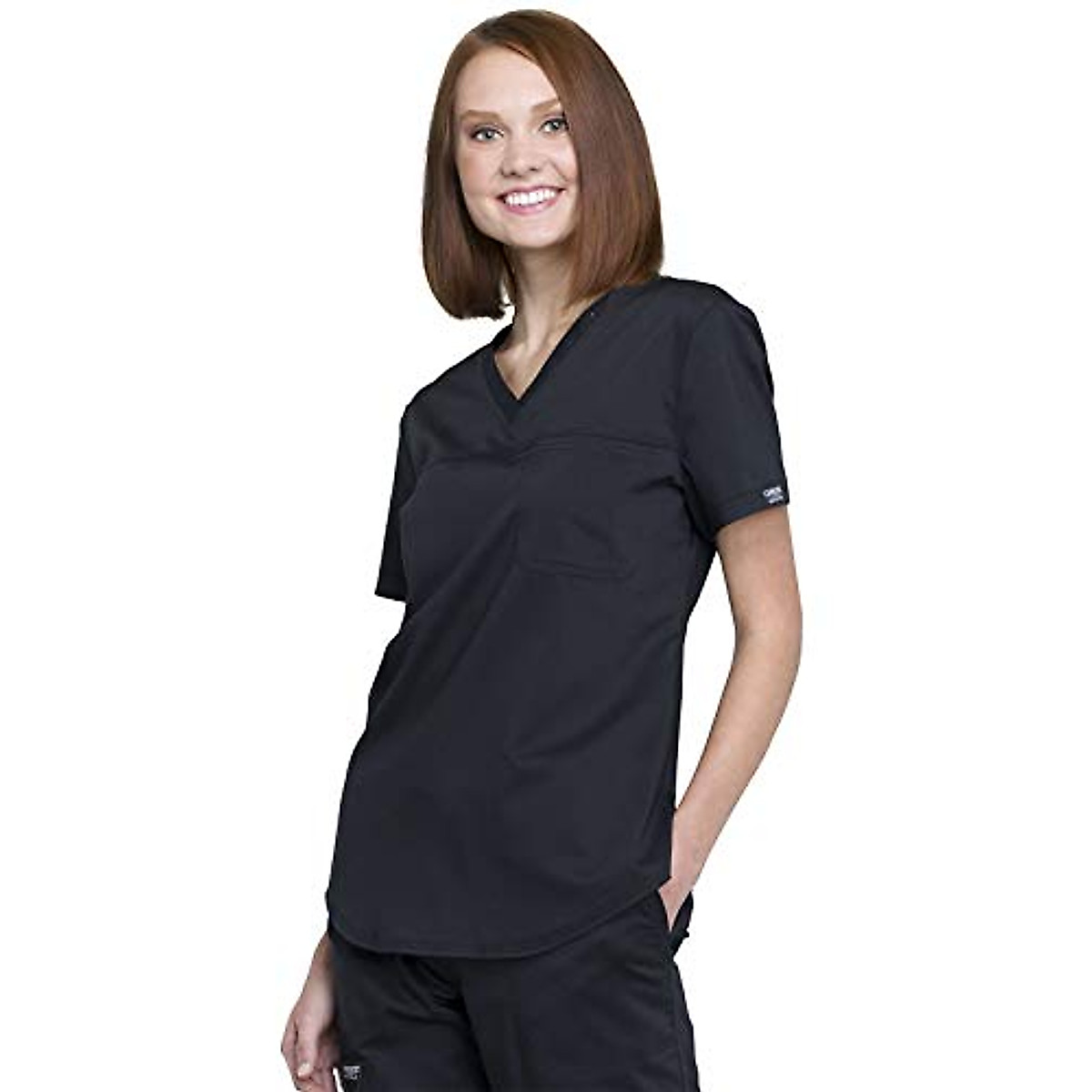 Cherokee Women Scrubs Top Workwear Revolution Tuckable V-Neck O.R WW657, S, Black