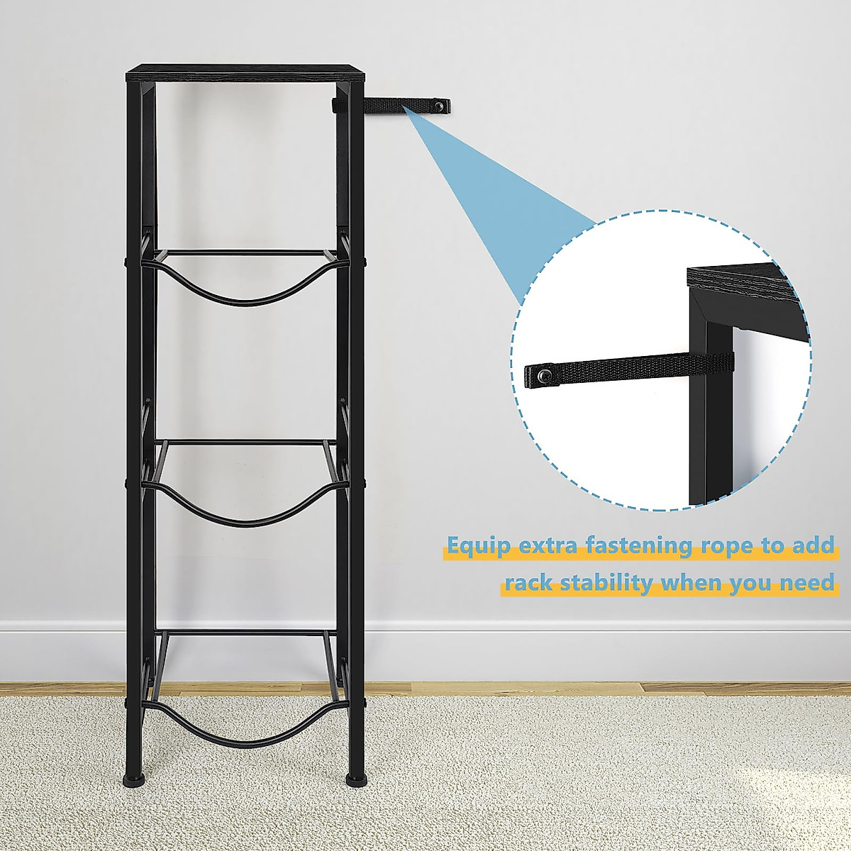 MOOACE 5 Gallon Water Bottle Holder, 3-Tier Water Jug Rack Detachable Water Bottle Dispenser Stand Organizer with Storage Shelf for Kitchen, Office, Living Room, Black