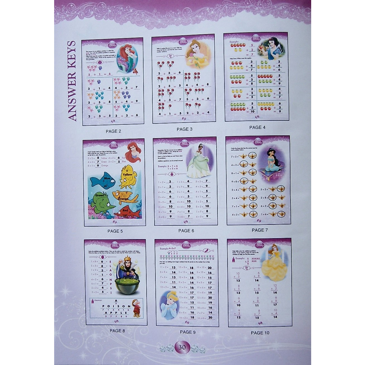 Easter Basket Stuffer Gift Disney Princess Addition and Subtraction Kindergarten Math Workbook