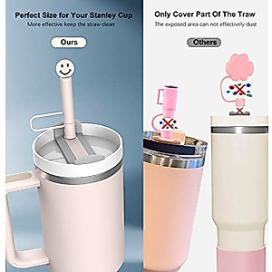 Aiscool 6Pcs Straw Covers Compatible with Stanley 30&40 Oz Tumbler with Handle Rose Quartz, 0.39in/10mm Straw Covers Cap, Soft Reusable Silicone Straw Protectors