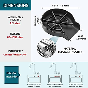 POKIM Metal Glass Rinser for Kitchen Sink, Baby Bottle Cleaner Premium SUS 304 Stainless Steel,Cup Washer Accessories Replacement Matte Black Finish Bottle Cleaner Sink Attachment