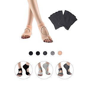 Yoga Socks for Women 5 Pairs Toeless Non Skid Sticky Grip Sock, Ideal for pilates,Barre,Ballet Dance