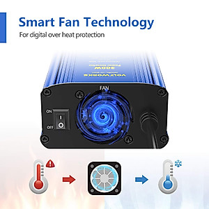 Power Inverter 300W Car Inverter DC 12V to 110V AC Converter with LED Display & 2x2.4A Dual USB Car Adapter Charger by VOLTWORKS Blue