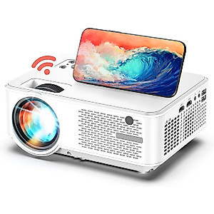 WiFi Mini Projector, 7500Lm Home Theater Movie Projector, Native HD 1280x800P 300'', Compatible with Android/iOS/HDMI/USB/SD/VGA, Portable Outdoor Projector for Backyard Movie Night