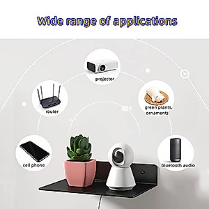 XZJMY Floating Shelves Black Set of 2,Metal Wall Shelf,8" Display Shelves for Wall Storage,Easily Expand Wall Space - Aluminum Floating Shelf for Security Cameras, Baby Monitors, Speakers (2, Black)