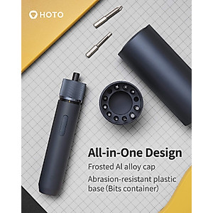 HOTO Electric Screwdriver, 3.6V Cordless Screwdriver Set, All-in-One Design, USB-C Charging Cable, Manual & Electric, LED Shadowless Light, 3 Torque, 5N.m 1500mAh, 12 Pcs Bit for Electrical Repairs