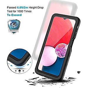 Lanhiem Samsung A13 LTE 4G Case, (NOT for 5G) IP68 Waterproof Dustproof Case with Built-in Screen Protector, Full Body Heavy Duty Shockproof Protective Clear Cover for Samsung Galaxy A13 4G