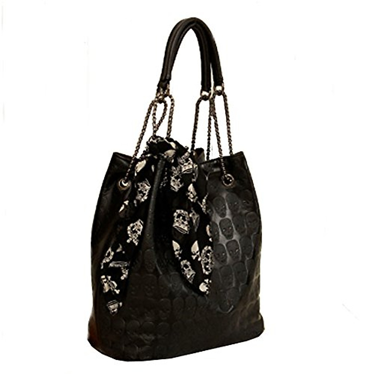 Womens Skull Print PU Leather Hobo Tote Shoulder Bag Package Handbag with Gift