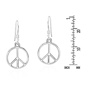 AeraVida 925 Sterling Silver Peace Symbol Dangle Earrings | Minimalist Fashion Earrings for Women
