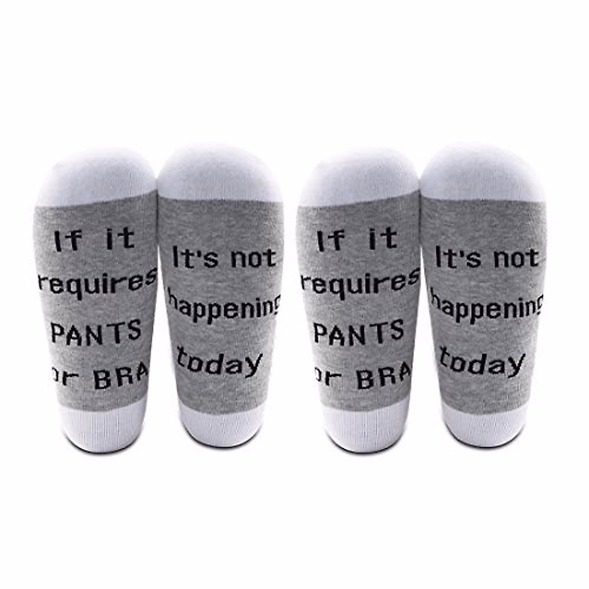 LEVLO Funny Lazy Day Socks If It Requires PANTS or BRA It's Not Happening Today Socks Lazy Day Gifts (2 Pairs/Set)