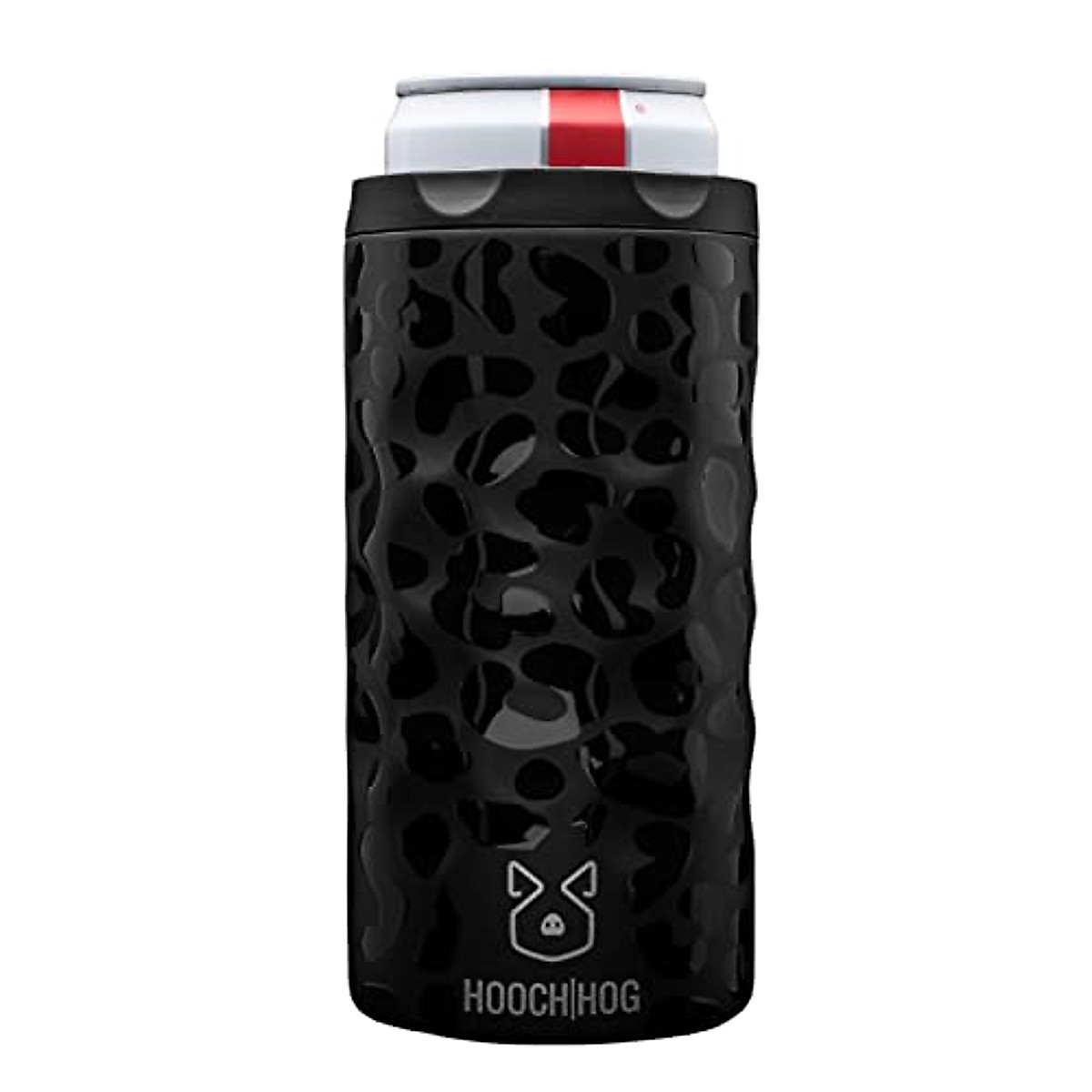 Hooch|Hog Slim Can Cooler Stainless Steel for 12 oz. Skinny Cans | 3x Insulated Beer Can Holder for Michelob Ultra, White Claw, Truly & Redbull (Black Leopard)