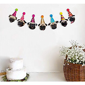 Pug Birthday Garland, Pug Dog Birthday Banner, Pug Bday Party Decoration for Pug Lovers