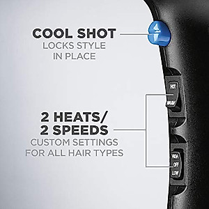 Conair 1875 Watt Turbo Hair Dryer, Blue/Black